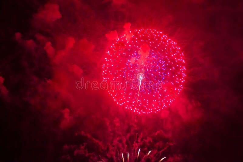 Vibrant Fireworks Display on Dark Night Sky Stock Photo - Image of ...