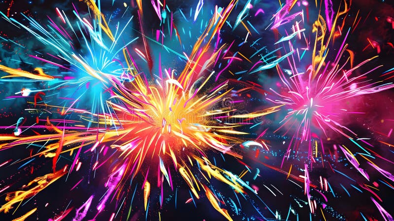 Vibrant Fireworks Display, Exploding Colors Illuminating the Night Sky ...