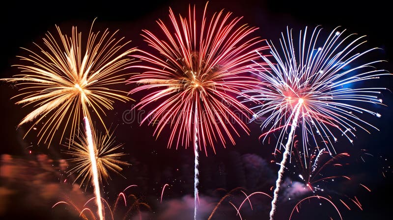 Vibrant Fireworks Display, Exploding Colors Light Up the Night Sky with ...