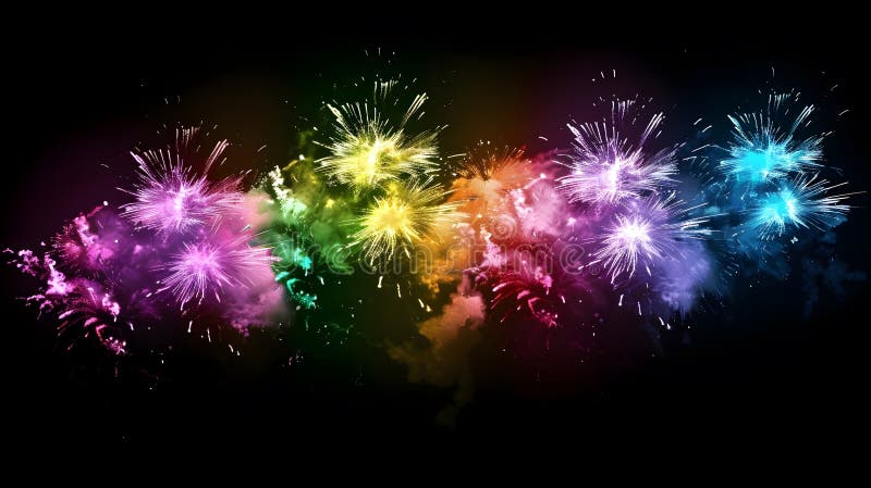 Vibrant Fireworks Display, Exploding Colors Light Up the Night Sky with ...