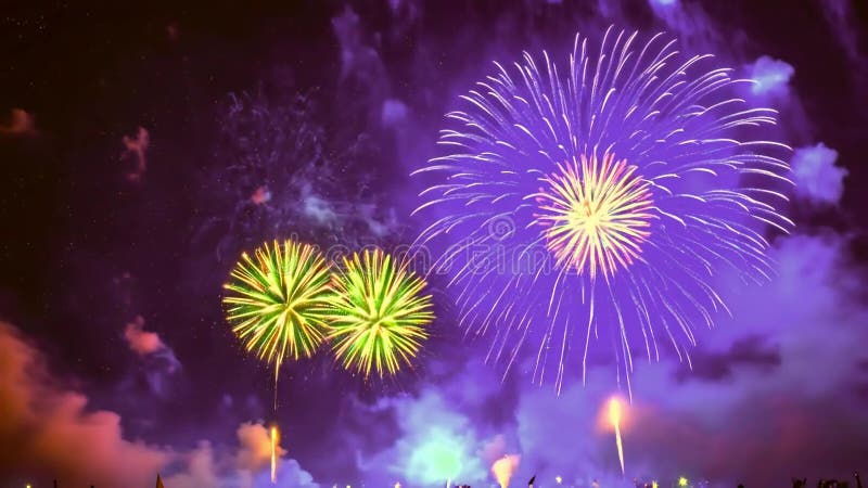 Vibrant Fireworks Display Exploding in the Night Sky Stock Footage ...
