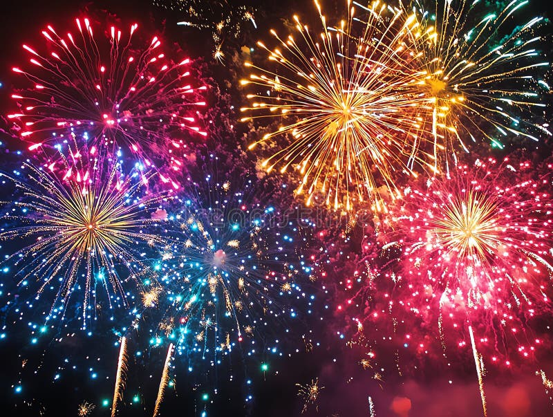 A Vibrant Fireworks Display Lighting Up the Night Sky, Celebrating the ...