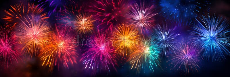 Vibrant Fireworks Display Lighting Up the Night Sky during a Festive ...