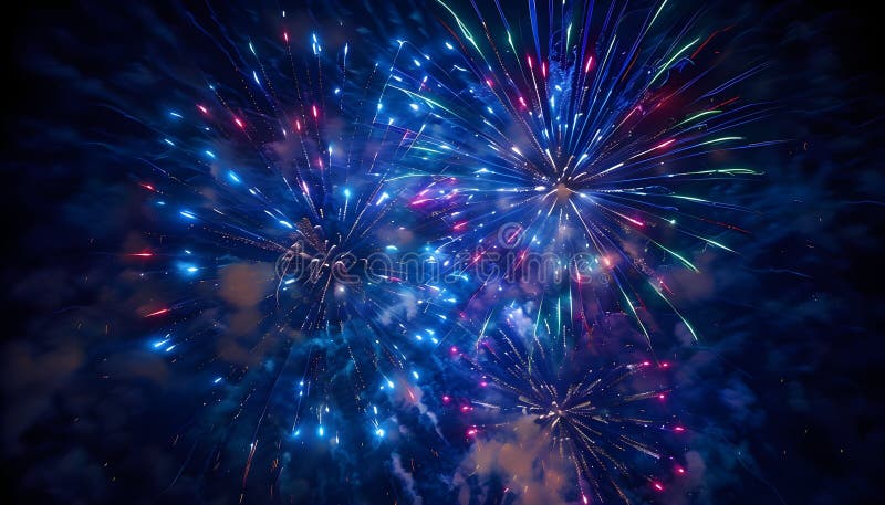 Vibrant Fireworks Display in Night Sky, Celebration Theme, Perfect for ...