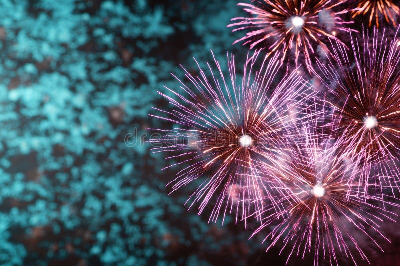 Vibrant Fireworks Display in the Night Sky Stock Illustration ...