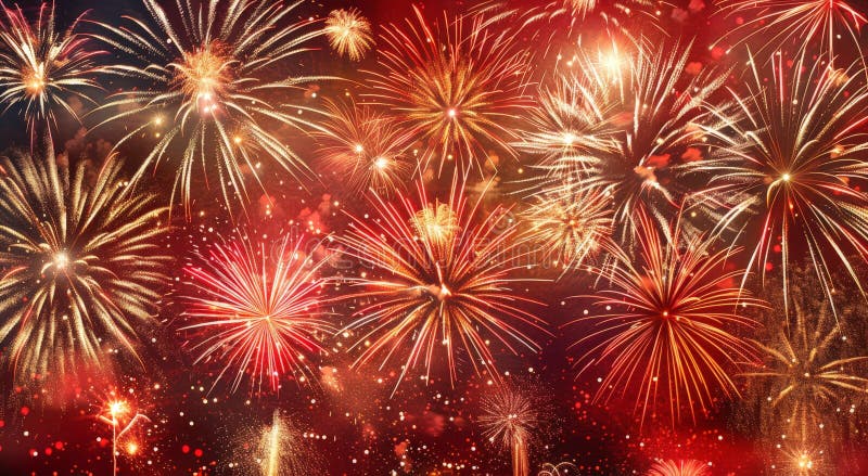 Vibrant Fireworks Display in the Night Sky Stock Illustration ...