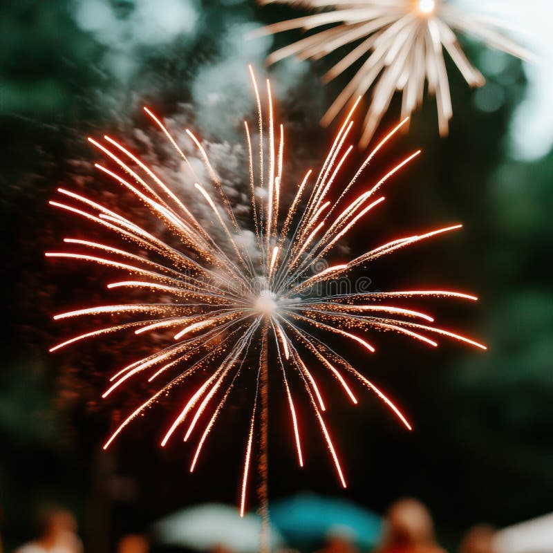 Vibrant Fireworks Display in the Night Sky Stock Illustration ...