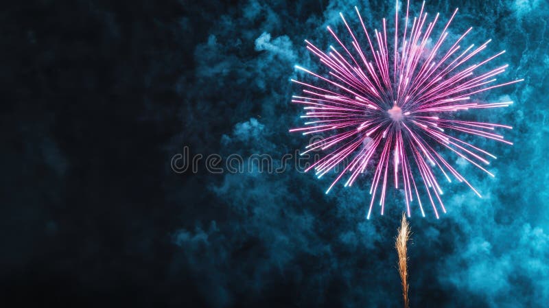 Vibrant Fireworks Display in the Night Sky Stock Illustration ...