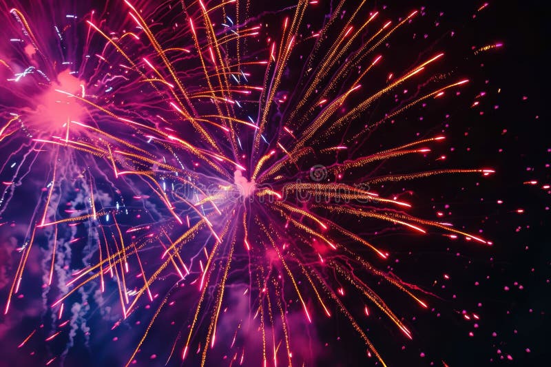 Vibrant Fireworks Display in the Night Sky Stock Illustration ...