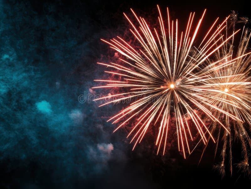 Vibrant Fireworks Display in the Night Sky Stock Illustration ...