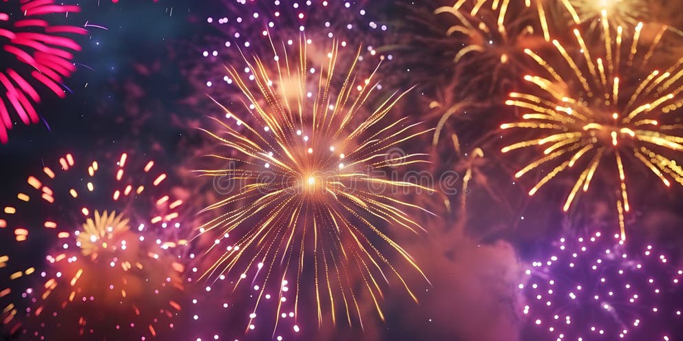 Vibrant Fireworks Display Scene, Colorful Firework Burst Backdrop ...
