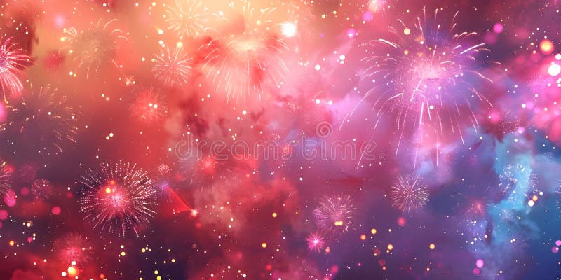 Vibrant Fireworks Display Scene, Colorful Firework Burst Backdrop ...