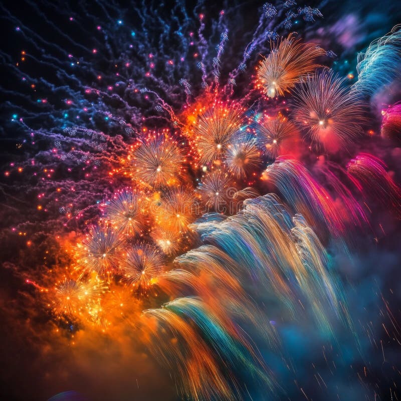 Vibrant Fireworks Explode Against a Dark Sky. this Stunning Visual ...