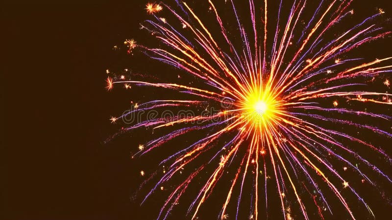 Vibrant Fireworks Exploding in the Night Sky, Creating Streaks of Red ...