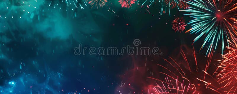 Vibrant Fireworks of Red, Blue, and Green Explode Against a Dark Sky ...