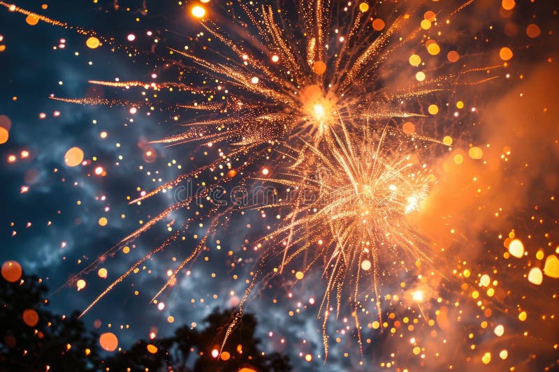 Vibrant Fireworks Spectacle Stock Illustration - Illustration of burst ...