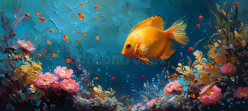 Vibrant Fish Swimming among in a Aquarium. a Vibrant Underwater World ...