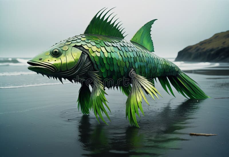 A Vibrant Fishlike Creature Thrives Amid Turmoil Stock Illustration ...