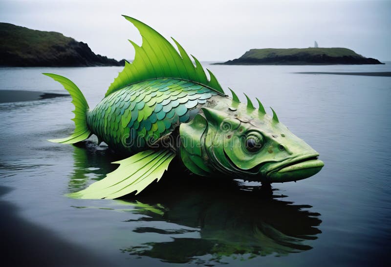 A Vibrant Fishlike Creature Thrives Amid Turmoil Stock Illustration ...