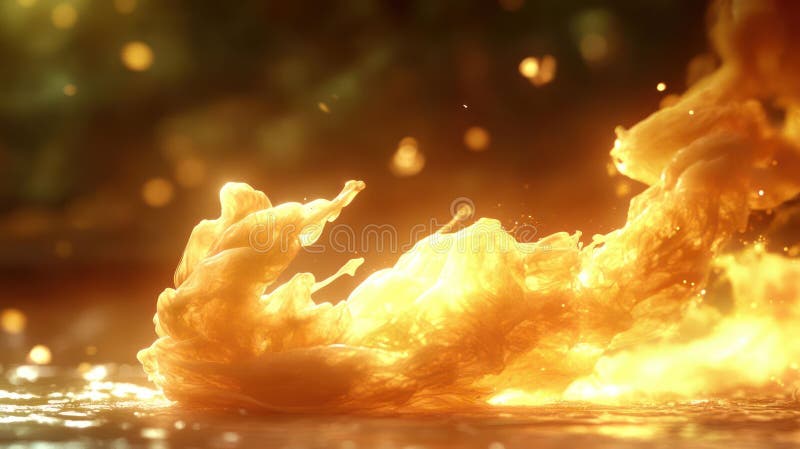 A Vibrant Flame Dances Above a Reflective Surface, Creating a ...