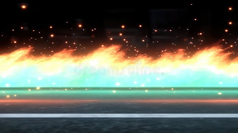 A Vibrant Flame Effect with Teal Accents, Creating a Dynamic Visual on ...