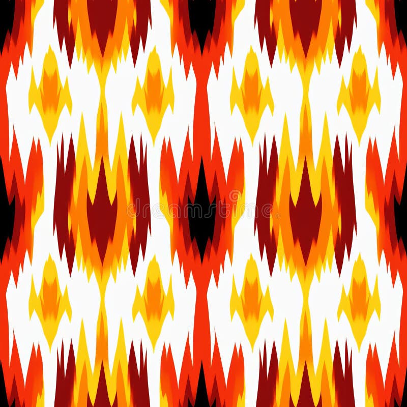 High Resolution Flame Ikat Pattern with Symmetrical Design Stock ...