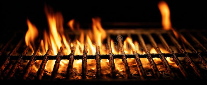 The Vibrant Flames Dancing on a Modern Barbecue Grill..AI Generated ...