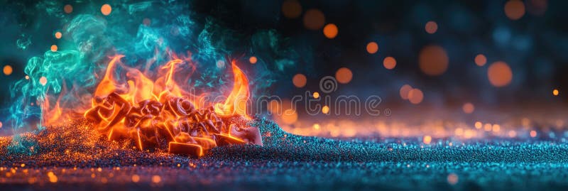 Vibrant Flames and Glowing Embers on Sparkling Surface Stock Photo ...