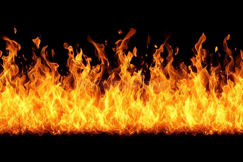 Vibrant Flames on a Solid Black Background Creating a Striking Visual ...