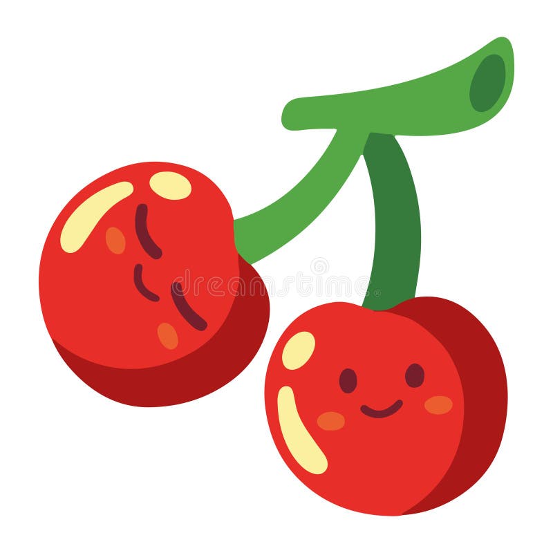 Vibrant Flat Design Cherry Fruit Vector Illustration Stock Illustration ...