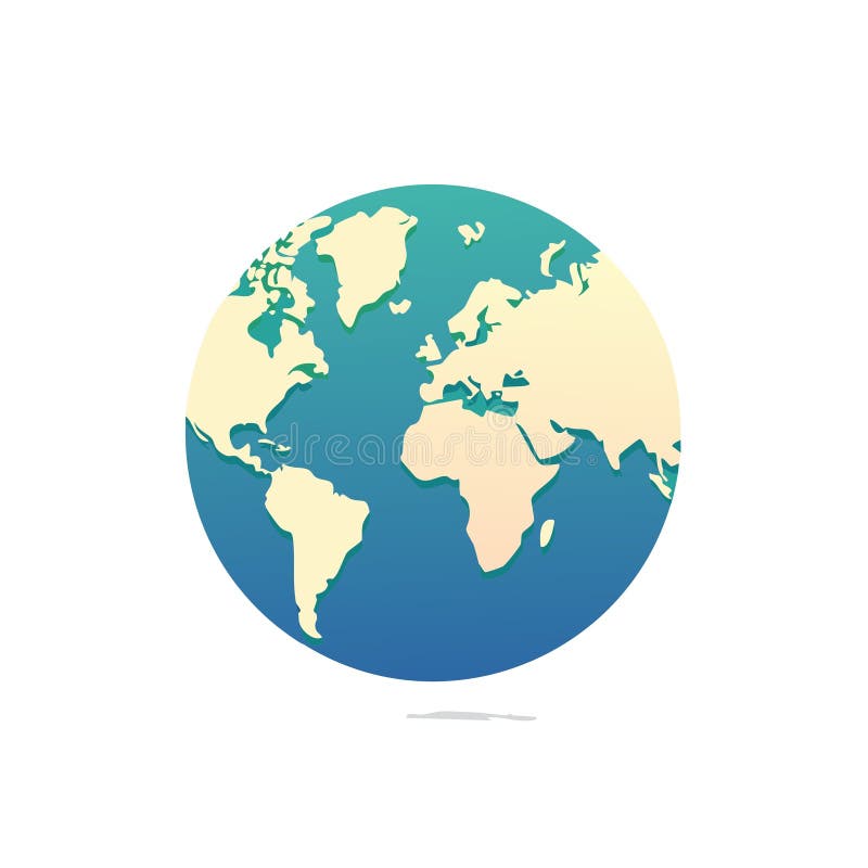 Vibrant Flat Design Earth Globe Displaying World Continents and Blue ...