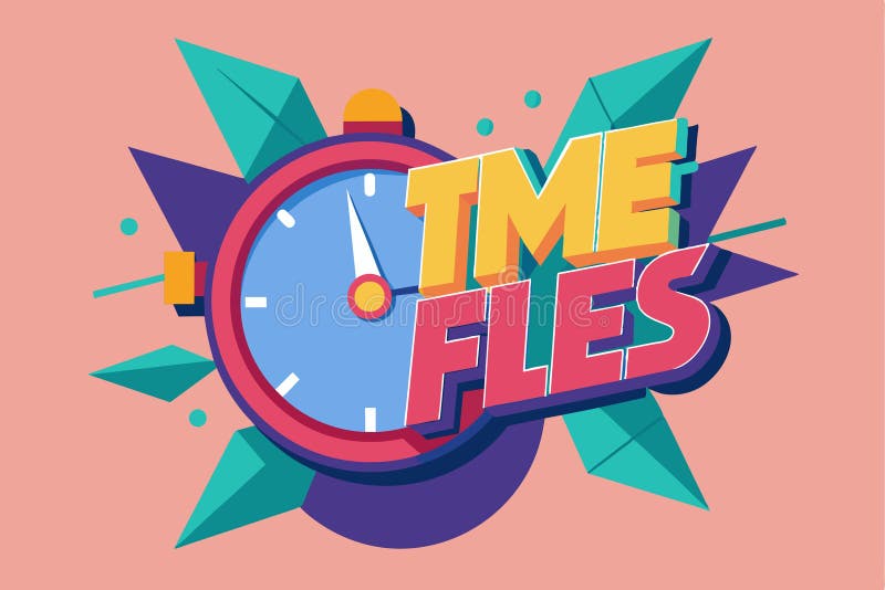 A Vibrant Flat Design Features a Clock with Bold Typography and ...