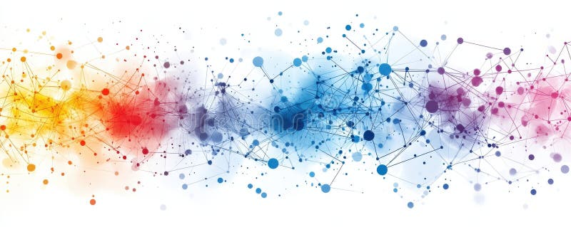 Colorful Abstract Network of Interconnected Particles and Lines Stock ...