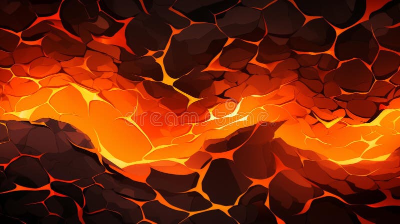 Vibrant Flat Illustration of Erupting Lava Cracks Pattern Capturing the ...