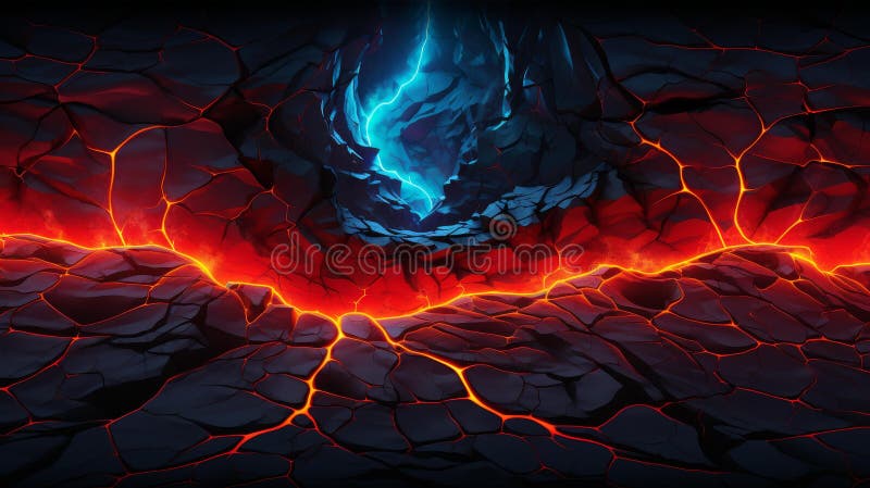 Vibrant Flat Illustration of Erupting Lava Cracks Pattern Capturing the ...