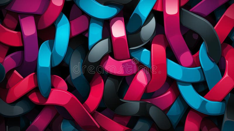 Vibrant Flat Illustration Featuring a Stylized Chain Link Pattern with ...
