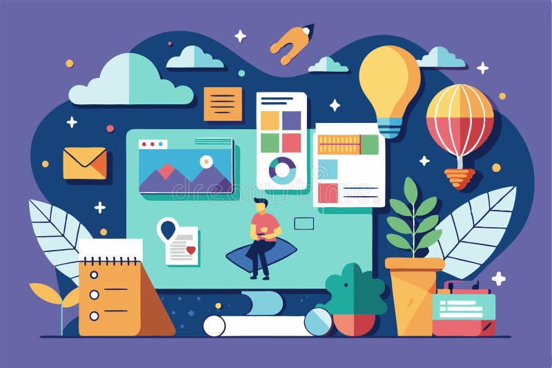 A Vibrant Flat Illustration Showcases Elements for Assembling a Vision ...