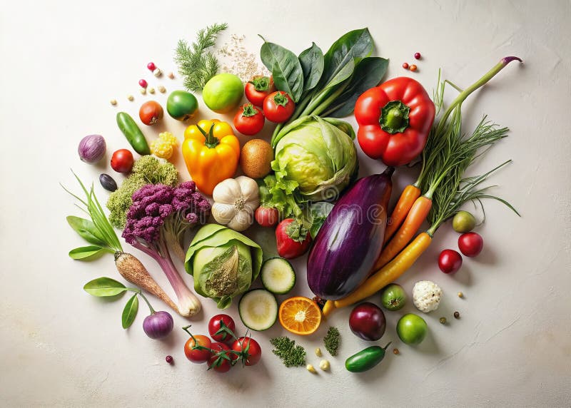 A Colorful Symphony of Fresh Produce a Vibrant Flat Lay Celebrating ...
