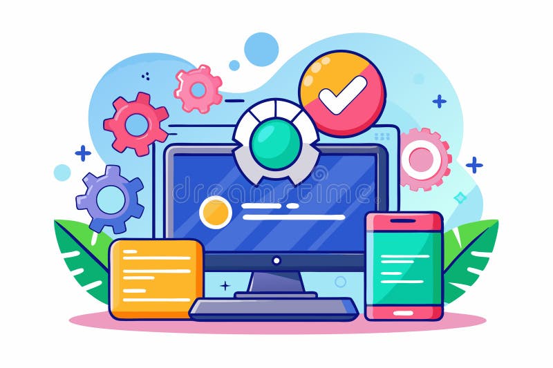 A Vibrant Flat Vector Design Showcases an Operating System Update ...