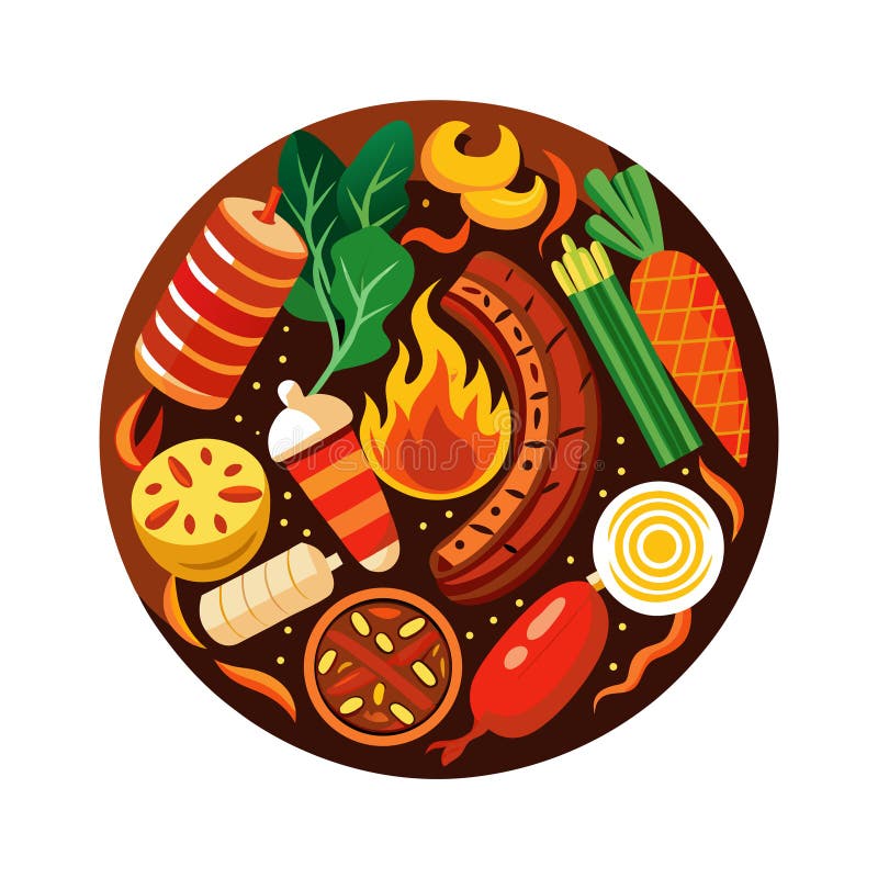 Flat Vector Illustration of Assorted Food Ingredients and Dishes ...