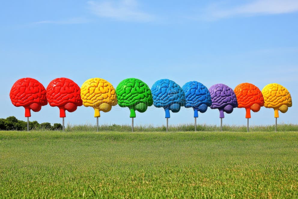 Vibrant Floating Brain Models Displayed Outdoors for Educational and ...