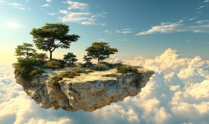 A Vibrant Floating Island Featuring Colorful Rock Formations, Plentiful ...