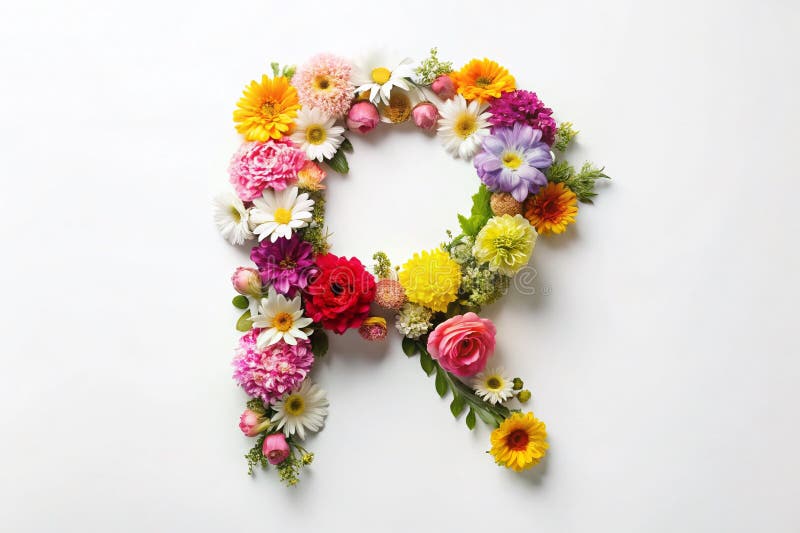 Vibrant Floral Alphabet R a Spring Summer Font Featuring Minimalist ...