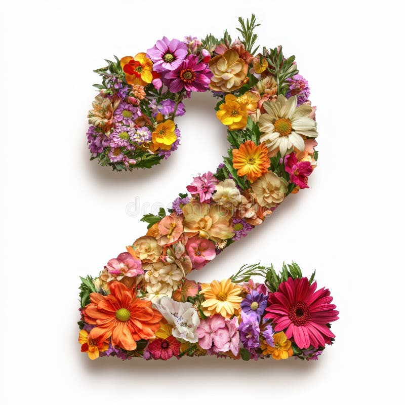A Vibrant Floral Arrangement in the Shape of the Number Two ...