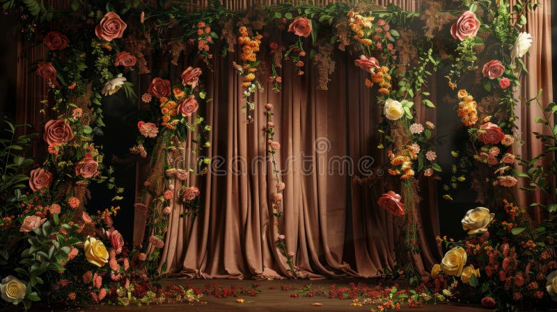 Vibrant Floral Display on Stage in Realistic Studio Setting for a ...