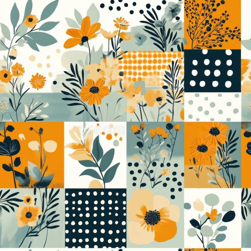 Vibrant Floral Patchwork Design in Contemporary Style Stock Image ...