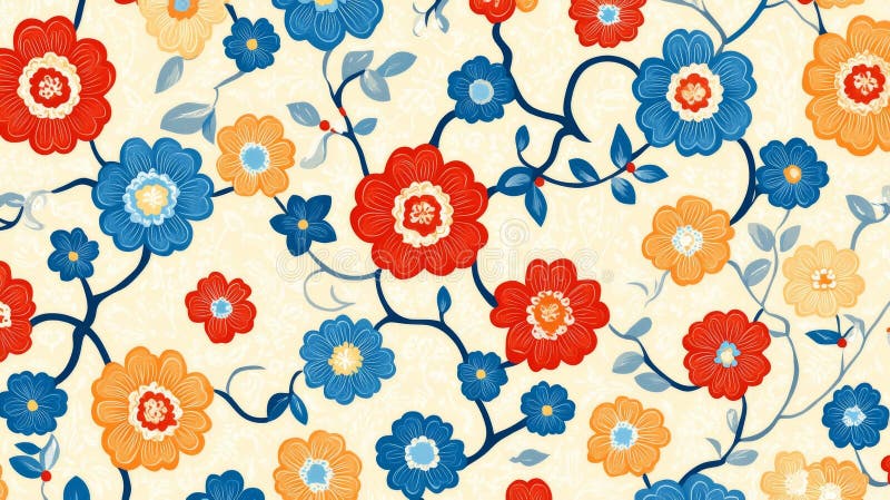This Vibrant Floral Pattern Boasts Intricate Floral Designs that are a ...