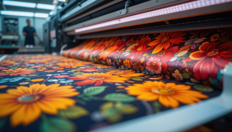 Vibrant Floral Pattern Emerges from Large Format Industrial Textile ...