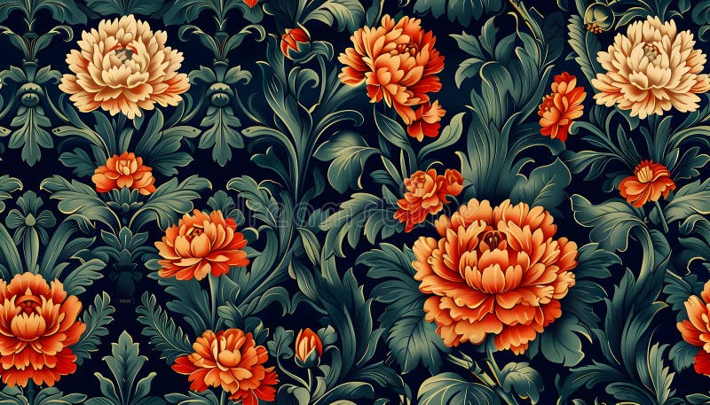 Vibrant Floral Pattern Featuring Intricate Designs in Rich Colors ...