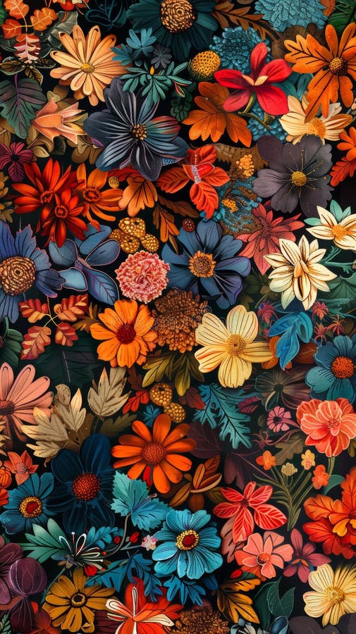 Vibrant Floral Frame with Colorful Blossoms and Green Leaves Background ...